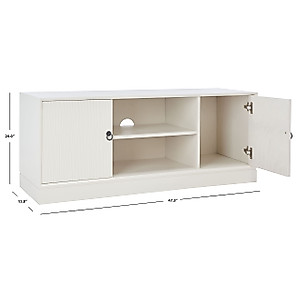 SAFAVIEH Home Collection Aliyah White 2-Door 1-Shelf Entertainment Media Stand up to 55" Flatscreen TV