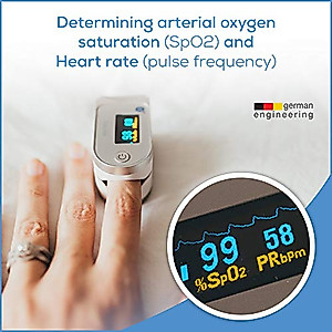 Beurer Bluetooth Digital fingertip Pulse Oximeter, Blood Oxygen Saturation & Pulse Rate Monitor with Accessories, 1 Count