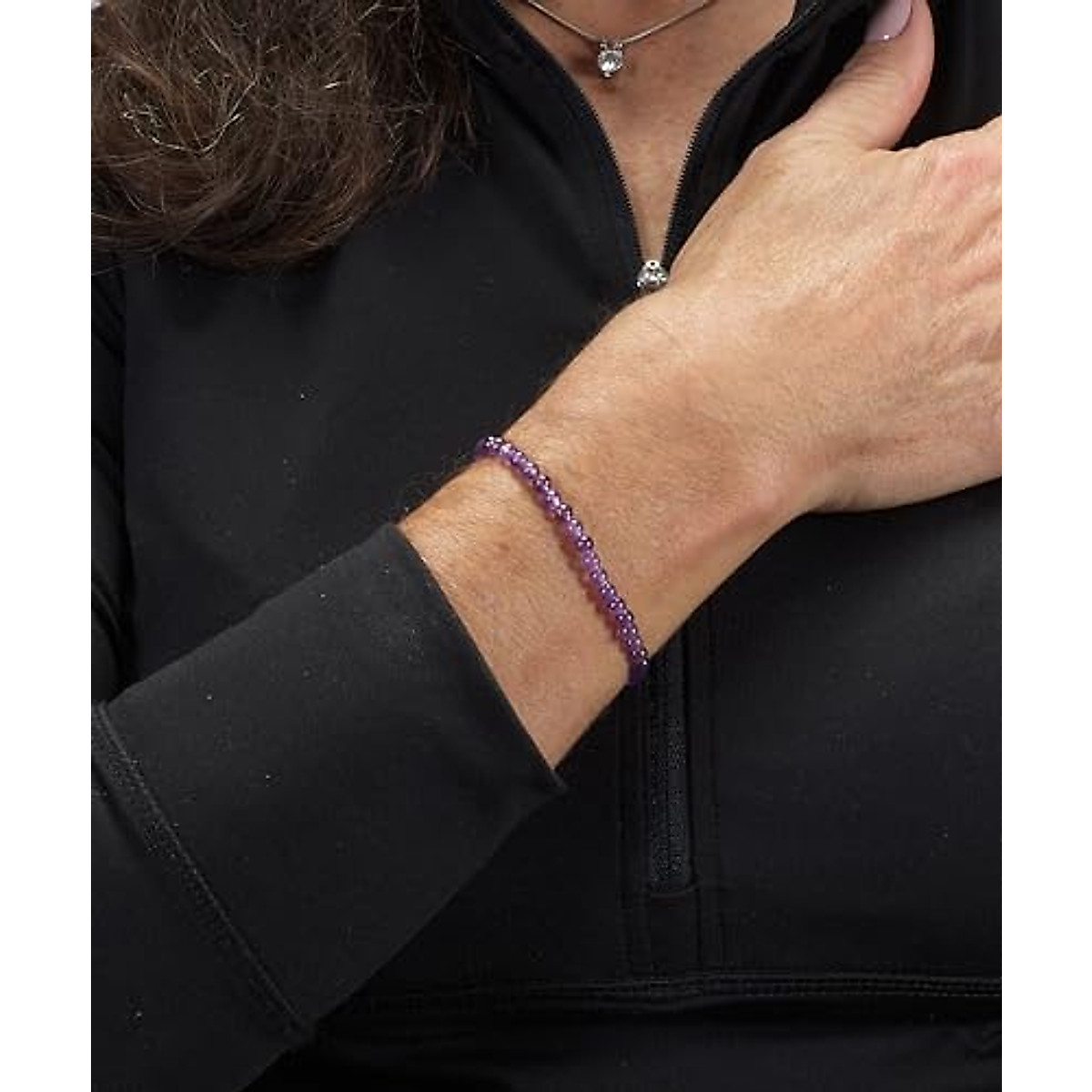 Cherry Tree Collection - Small, Medium, Large Sizes - Gemstone Beaded Bracelets For Women and Men - 4mm Round Beads (Amethyst - Small)