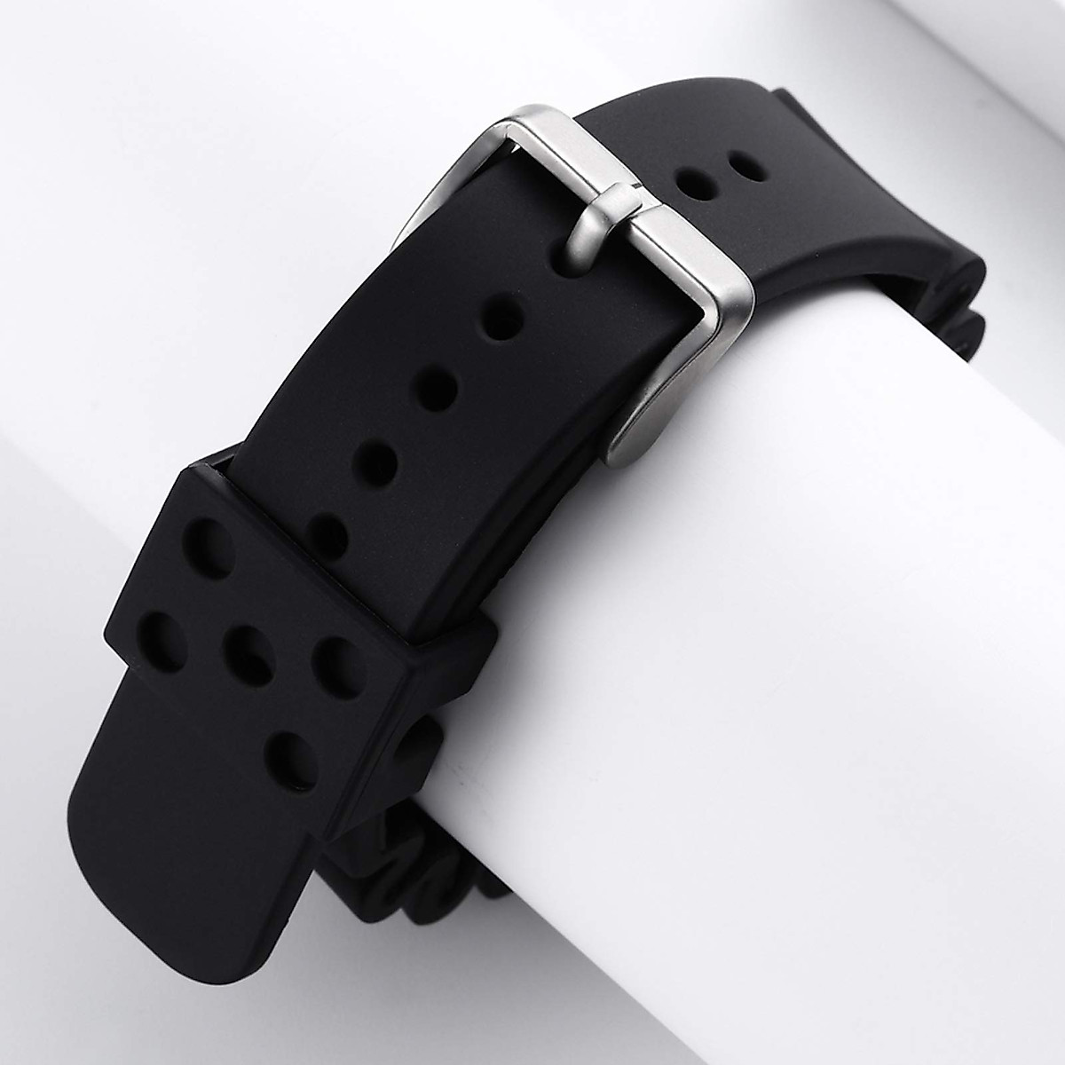 Silicone Watch Strap For Men Diver Watches Quick Release Rubber band Black 20mm, (rubber20)