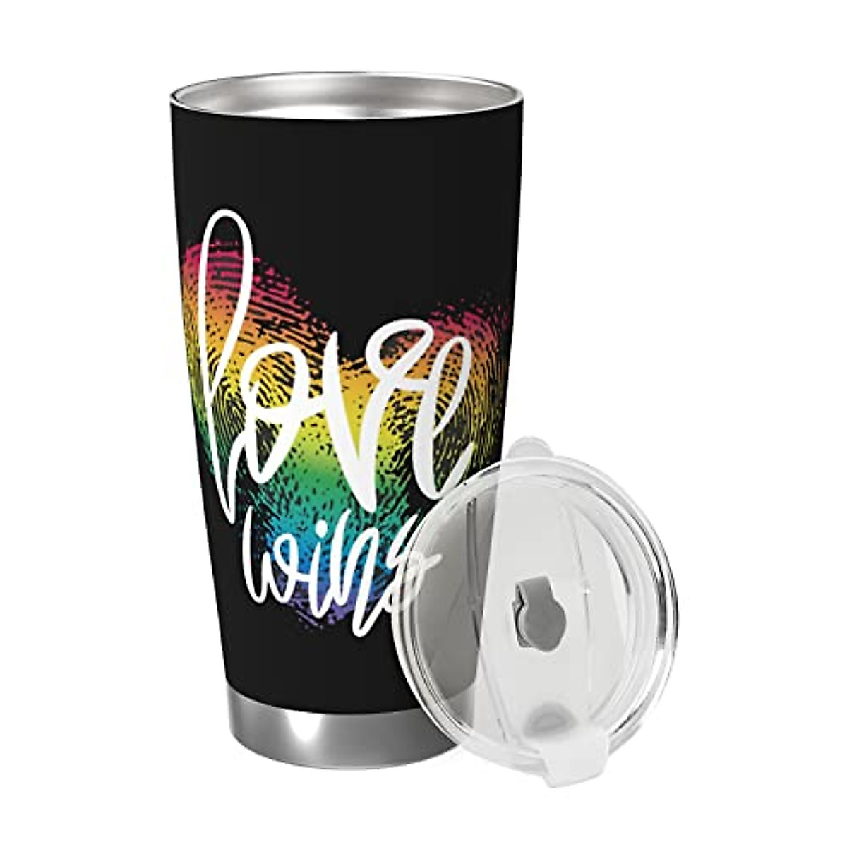 SDERDZSE Lgbtq Pride Month Rainbow Gay Tumbler 20oz Coffee Cup Insulated Tumblers Stainless Steel Tumbler With Lid Coffee Travel Mug For Home Outdoor