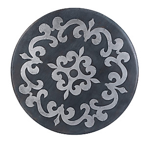 Gray-washed metal-inlay lazy susan