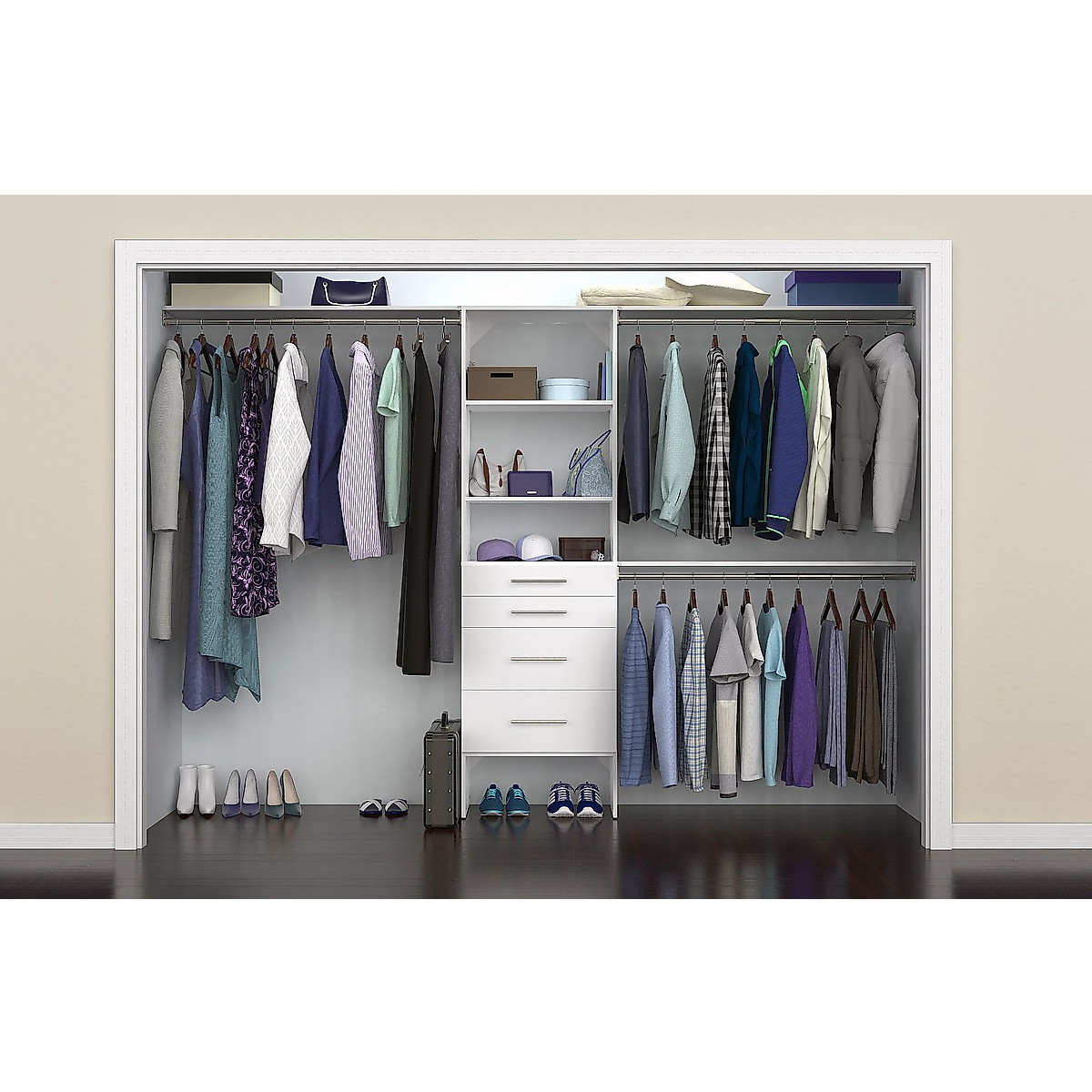 ClosetMaid 1937140 SuiteSymphony Modern 25-Inch Closet Organizer with Shelves and 4-Drawers, Pure White