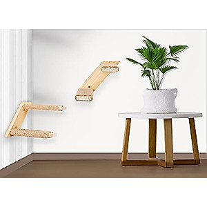 Cat Climbing Stair Shelf Wall Mounted Reversible Left & Right Direction, Cat Stairway Shelf for Climbing with Sisal Rope Ladder Cat Wall Furniture