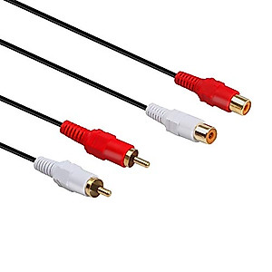 GHWL 2 RCA Extension Cable,Gold Plated 2 RCA Male to Female Stereo Audio Extension Cable (3ft)