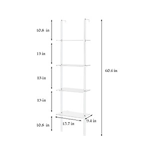 takor Compact Acrylic Ladder Bookshelf, Space-Saving 4-Tier Modern Design for Small Areas, Elegant Acrylic Bookcase for Living Room, Bathroom, Office (9.4" D x 15.7" W x 60.6" H)