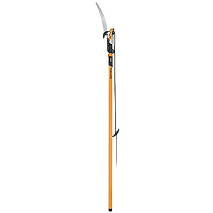 Fiskars 7.9ft-12ft Power-Lever Extendable Pole Saw and Tree Pruner - Lawn and Garden Tools - Black/Orange
