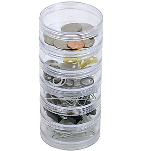 Paylak CNTB111-6 Storage Stackable Containers 6 for Beads Crafts 2.75" Round