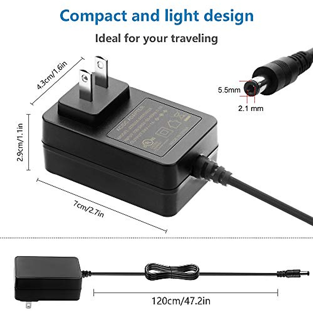 SHNITPWR 24V 1A Power Supply Adapter 100V~240V AC to DC Converter Transformer 24 Volt 1000mA 800mA 600mA 400mA Available 5.5x2.5mm Tip for CCTV WiFi Camera Essential Oil Diffuser