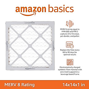 Amazon Basics Merv 8 AC Furnace Air Filter - 14'' x 14'' x 1'', (Pack of 6)