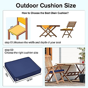 HAVARGO Outdoor Seat Cushions Set of 2, 18.5X16 Outdoor Chair Cushions Waterproof 1500H Fade-Resistant Patio Chair Cushion, Patented Ventilation Chair Cushions for Outdoor Furniture, Navy Blue