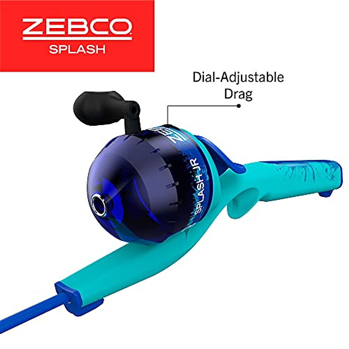 Zebco Kids Splash Floating Spincast Reel and Fishing Rod Combo, 29-Inch 1-Piece Fishing Pole, Size 20 Reel, Right-Hand Retrieve, Pre-Spooled with 6-Pound Cajun Line, Blue