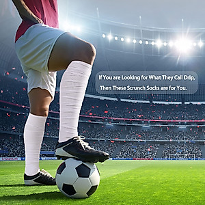 YYXR Football Socks Non Slip Extra Long Football Socks Men White Soccer Socks Knee High Scrunchie Athletic Compression Socks