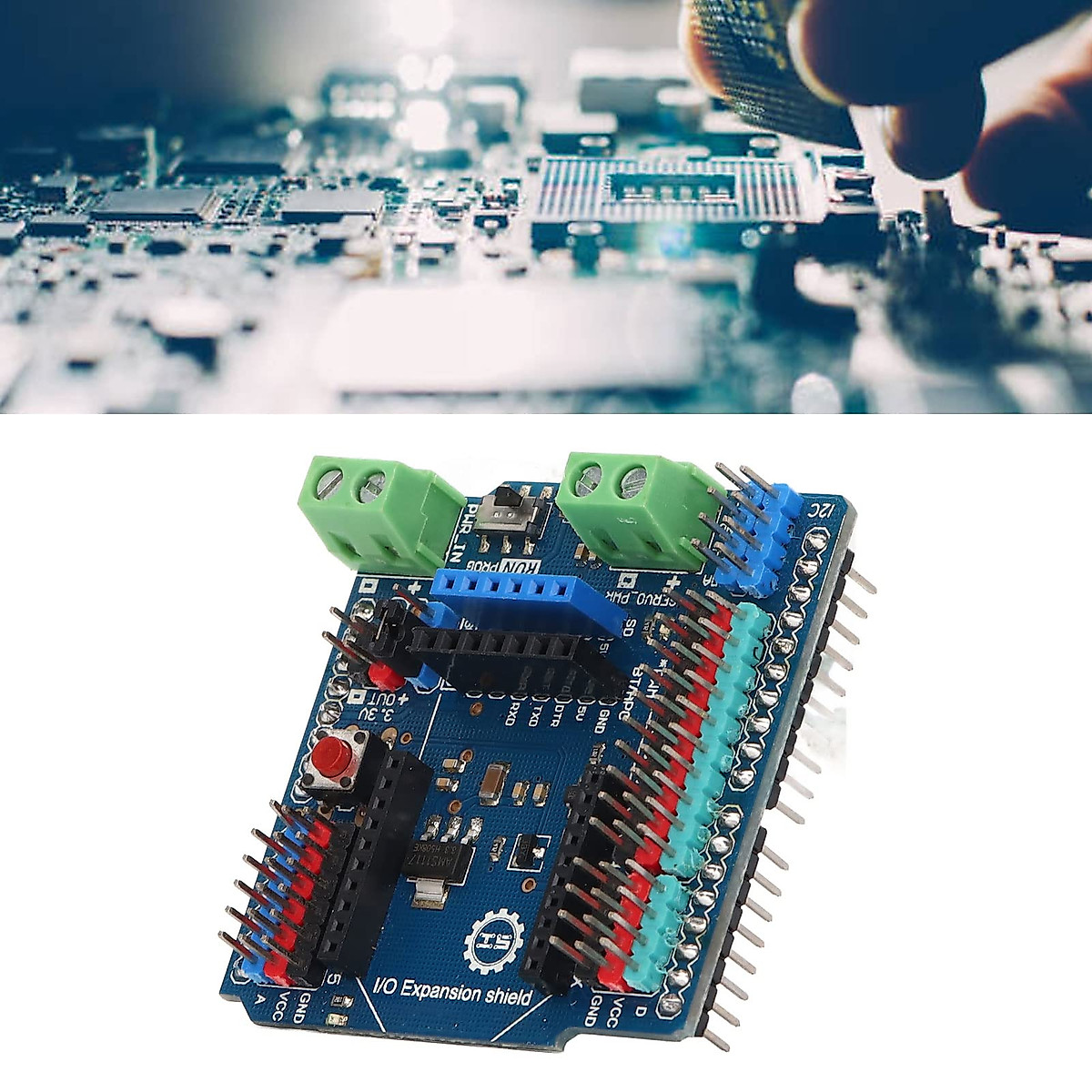 Sensor Expansion Board, 3.3V 5V Convenient 14 IO Expansion Module 6 Port Analog Digital 3P for Controller