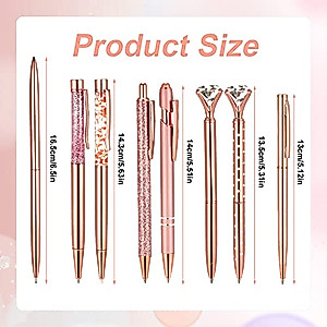KINBOM 8 PCS Rose Gold Ballpoint Pen Set, Metal Cute Pens for Women, Rose Gold Office Supplies for Writing