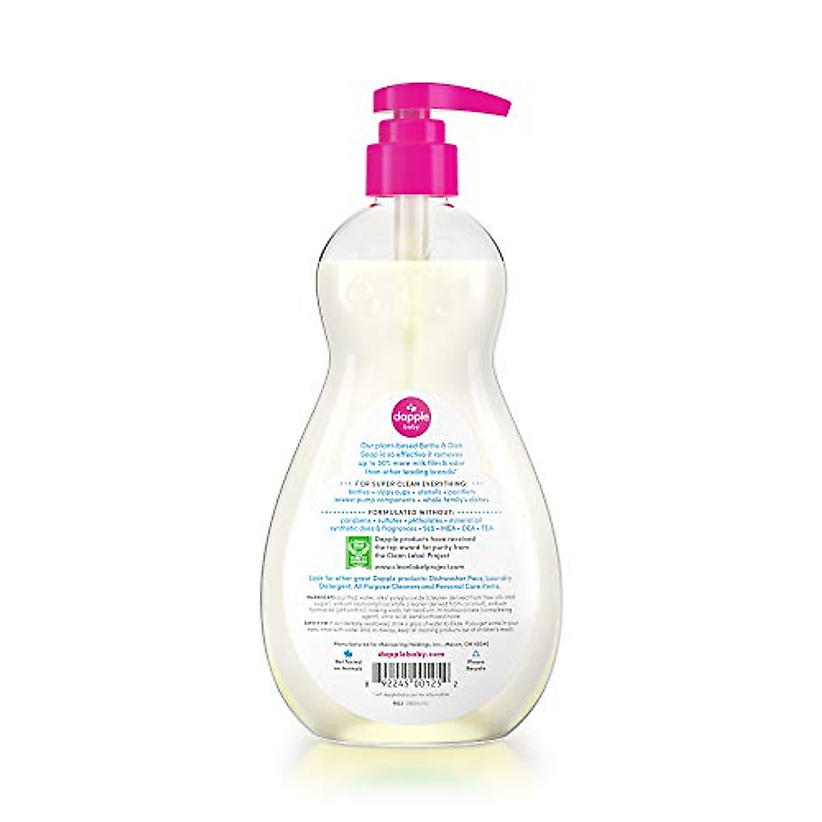 Dish Bundle by Dapple Baby Includes Baby Bottle & Dish Liquid by Dapple Baby Travel Size 3 Fl Oz, and 16.9 Fl Oz Bottle, 2 ct., Fragrance-Free - Plant-Based - Hypoallergenic