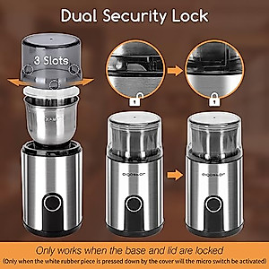 Aigostar Coffee Grinder Electric, 160W Detachable Coffee Bean and Spice Grinders, Stainless Steel Blade & Removable Bowl, Easy Cleaning, 2.6 OZ, Black