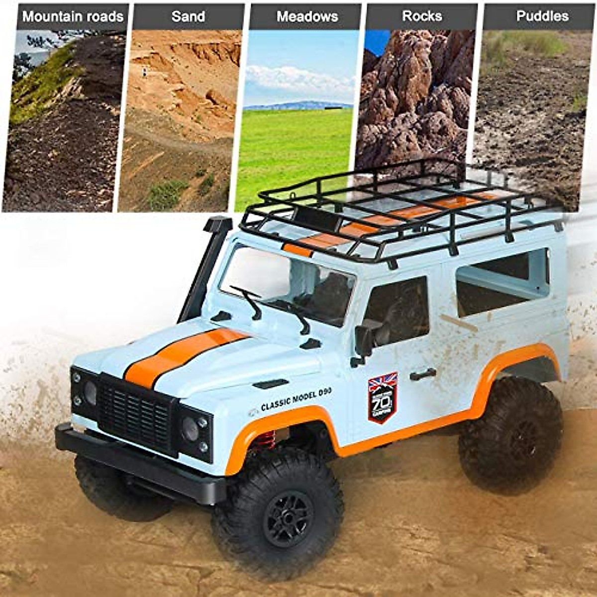 The perseids RC Cars Remote Control Truck RC Rock Crawler 1:12 2.4G 4WD Off-Road Racing Vehicle Semi Truck and Trailer Electric Hobby Grade RTR Toy for Kids Over 14 and Adults (MN-99 Blue)