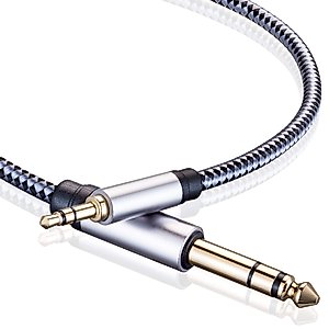 Tiierzon 1/8 to 1/4 Stereo Cable 15Ft, 6.35mm 1/4" Male to 3.5mm 1/8" Male TRS Bidirectional Stereo Audio Cable Jack for Guitar, Home Theater Devices, Speaker and Amplifiers(15Ft)