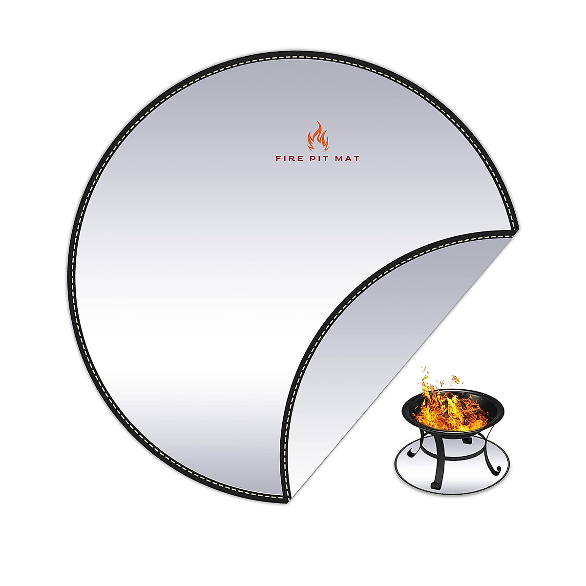 Gosal Outdoor Fire Pits Mats for Under Fire Pit Deck, Round 36 Inch x 36 Inch Patio Stove Pit, Fireproof Stove Bonfire Mats, Deck Protector, Propane Fire Pit-Resistant Round Grill Mat