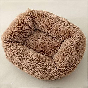 Durable Comfortable Natural Cat Dog Beds for Pet,Square Plush Dog Cat Thickened Warm Soft Pet Tent Cave Nest Bed Mat Pad Kennel - Hot Pink S