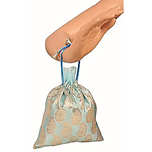 Touchstone Drawstring Bags Traditional Indian Handcrafted in Paisley Pattern Brocade fabric. Perfect for Gifts Jewelry Weddings Sweet Distribution Set of 9 Vibrant Multicolor Pouches Purses Potli.
