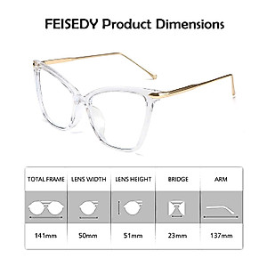 FEISEDY Oversized Cat Eye Glasses Frame Blue Light Blocking Eyewear for Women B2589
