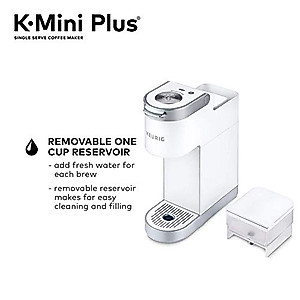 Keurig K-Mini Plus Coffee Maker, Single Serve K-Cup Pod Coffee Brewer, Comes With 6 to 12 oz. Brew Size, K-Cup Pod Storage, and Travel Mug Friendly, White (Renewed)