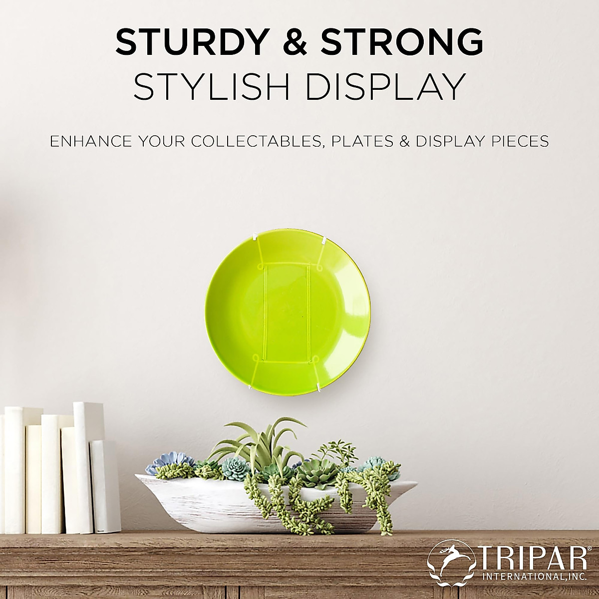 TRIPAR 5-7.5-Inch White Vinyl Plate Wire Wall Plate Hanger