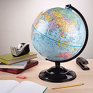 Replogle Globe - Educational Raised Political Relief & Mountains Ranges, Showcases Ocean Currents with 2023 Country Lines - Perfect for a Classroom, Home or Office - 12” Blue Ocean Globe & Black Base