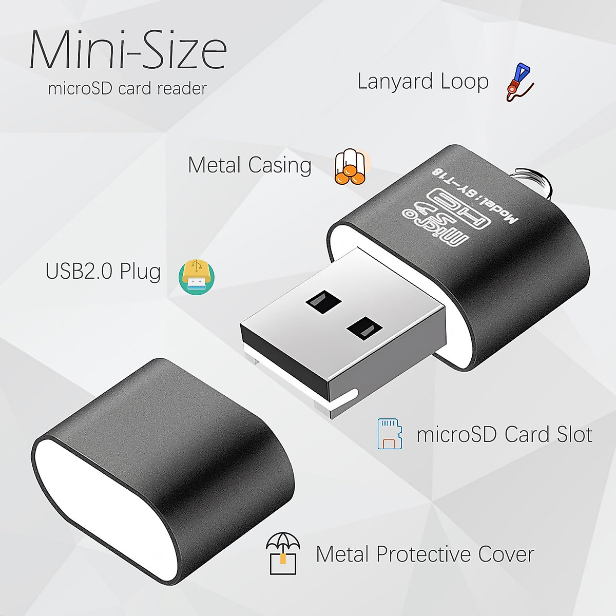 [3 Pack] Card Reader for Android,Micro SD Card to USB Adapter, TF Card Reader with Mini Size for Camera Memory Card Reader, Wansurs Card Reader for PC Laptop (Black)