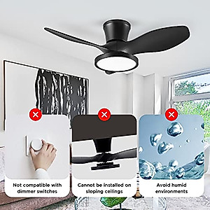 ocioc Quiet Ceiling Fan with LED Light DC motor 32 inch Large Air Volume Remote Control for Kitchen Bedroom Dining room Patio