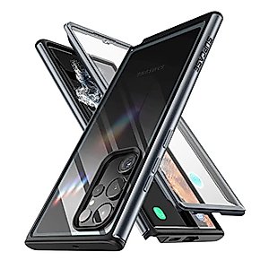 SUPCASE Edge XT Series Case for Samsung Galaxy S23 Ultra 5G (2023), Slim Frame Clear Protective Case with Built-in Screen Protector (Black)