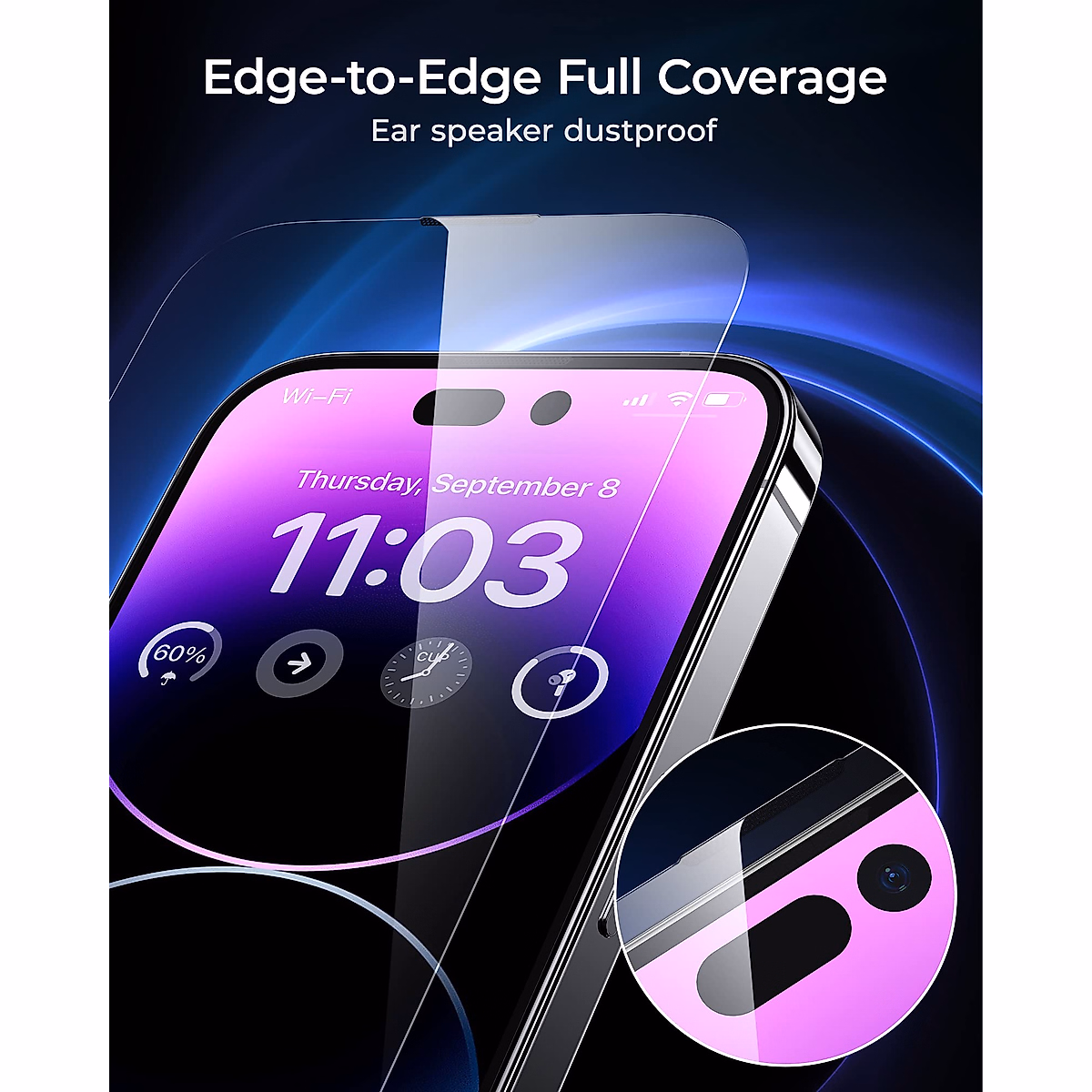 BENKS Designed for iPhone 14 Pro Max Screen Protector, [2 Pack] HD Tempered Glass Screen with [0 Dust 2023 Upgraded Easy Install Tool], Eye Protection