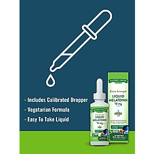 Liquid Melatonin Drops | 10 mg | 2 Fl oz Maximum Strength for Adults | Berry Flavor | Vegetarian, Non-GMO, Gluten Free | by Nature's Truth