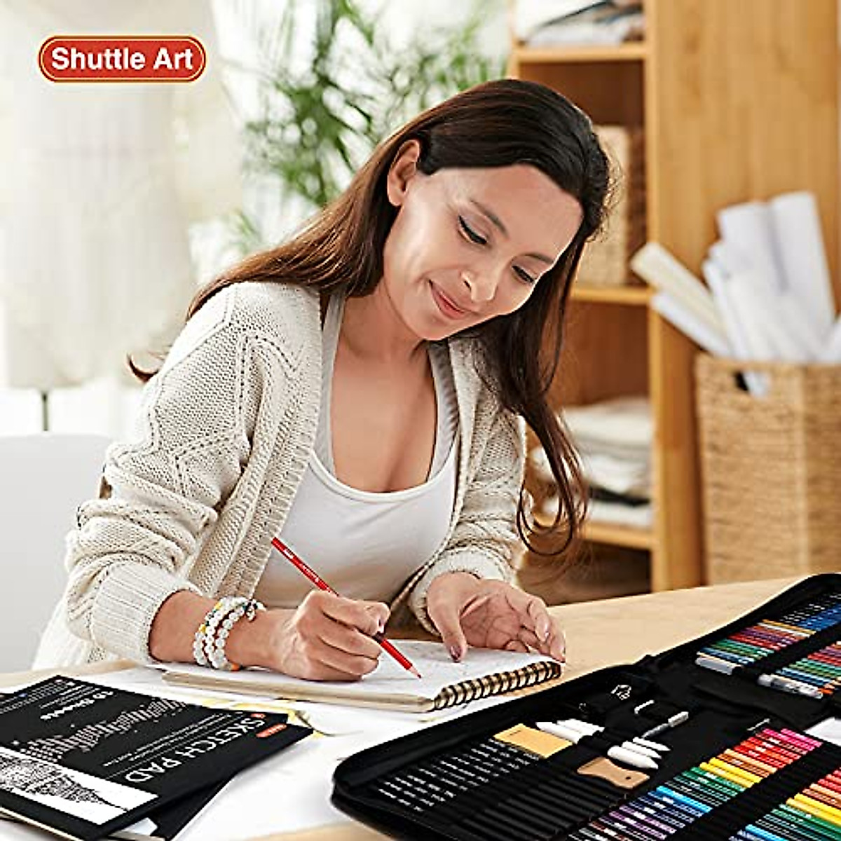 Drawing Kit, Shuttle Art 103 Pack Drawing Pencils Set, Sketching and Drawing Art Set with Colored Pencils, Sketch and Graphite Pencils in Portable Case, Drawing Supplies for Kids, Adults and Artists