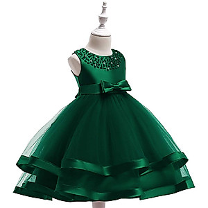 COMISARA Toddler Baby Flower Girl Dress Little Kids Birthday Prom Pageant Wedding Bridesmaid Party Performance Fancy Formal Princess Ball Gown Dresses Size 12M 18M (Green 80)