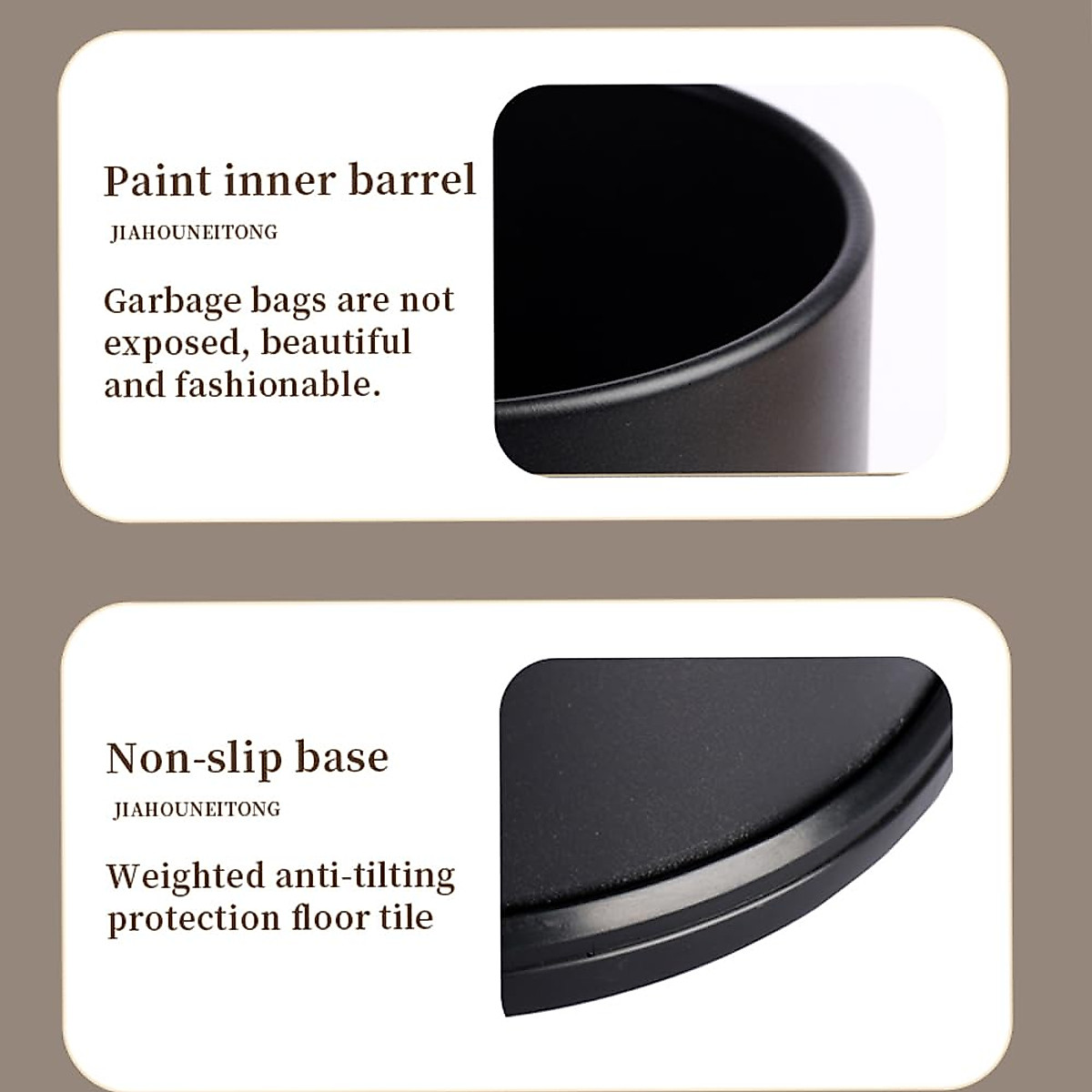 LEASYLIFE 2.3GAL Metal Trash Can, Modern Bathroom Garbage Can, Champagne Gold Fancy Gold Waste Paper Baskets for Bathroom,Bedroom,Living Room,Hotel,Office (9L-Champagne Gold)