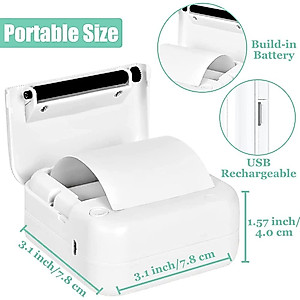 BIGFOX Mini Printer, Inkless Thermal Portable Printer Built-in 1200mAh Battery Wireless Bluetooth Photo Printer Sticker Maker Machine Label Receipt Printer Handheld Compatible with iOS/Android