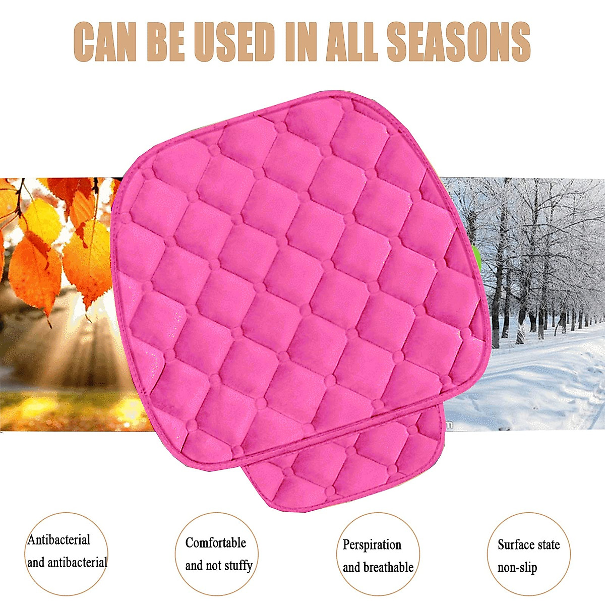 JXJKMMN 2 Pack Seat Cover for Car,Car Front Seat Protector Breathable, Soft Comfort, Car Seat Pad Cover Universal Seat Cushion for Most Cars,Car Interior Accessories for Men Women (Pink)
