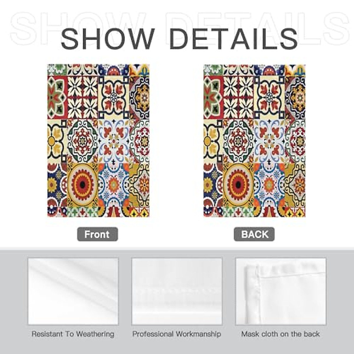 Double-sided garden flag Mexican Talavera Ceramic Tile Pattern Ethnic Folk Outdoor Flag Garden Flag Yard Outdoor Decoration （12×18in）.