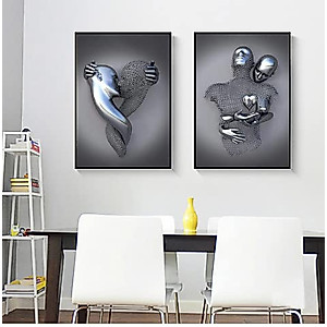 Metal figure sculpture art poster spray painting core modern living room home decoration painting corridor corridor hanging painting