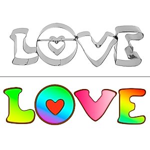 LOVE Cookie Cutter Set - Valentine Cookie Cutters,LOVE Shape Valentines Cookie Cutters for Baking,LOVE Set for Sandwich Cutter,Biscuit Cutter,Pastry Cutter(Valentines Day Cookie Cutters)