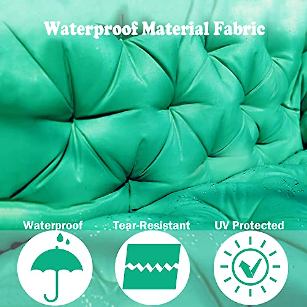 Swing Replacement Cushions with Backrest, 2-3 Seater Waterproof Bench Pad Cushions, Thicken 4" Outdoor Swing Cushions, for Garden Patio Furniture Loveseat Bench Cushions ( lake blue 47x40 inch)