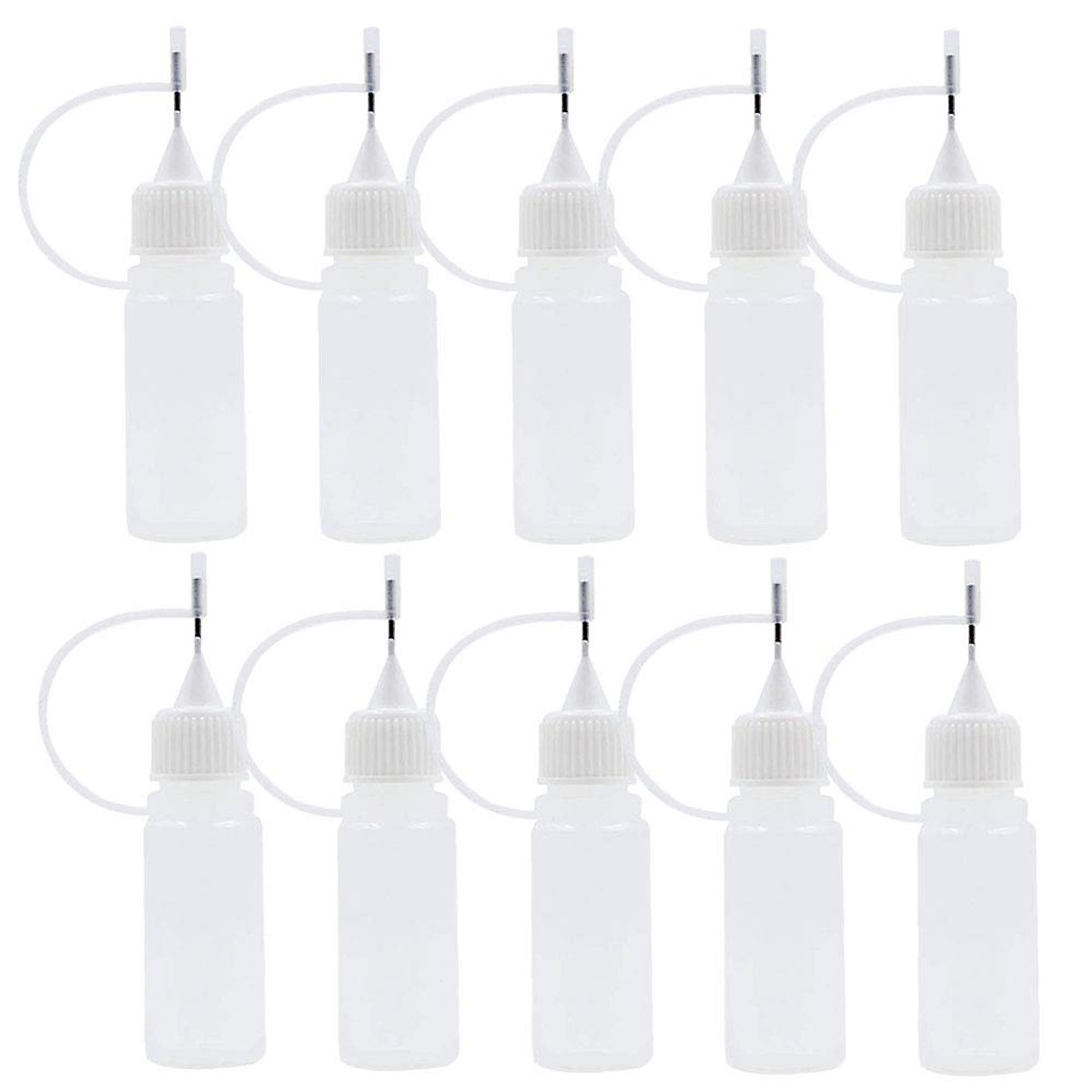 AKOAK 12 Pcs PE Plastic Squeezable Dropper Bottles with Needle Tip Caps for Glue/Liquid/Oil,Capacity 10ml (White cap)