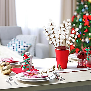 Sggvecsy 30 Pack Snow Frosted Artificial White Berry Stems 8.9inch Snowy Christmas Red Spray Picks Holly Berry Branches for Christmas Tree Decoration DIY Crafts Xmas Ornaments Home Decor (White)