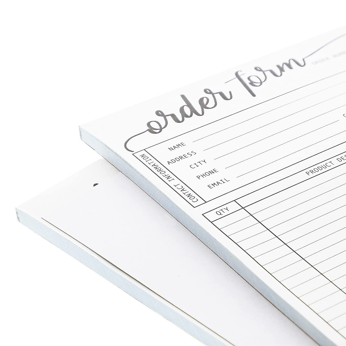 Juvale Set of 2 Work Order Forms with Carbon Copy, Invoice Book for Small Business Supplies, Black Scripted Design, 50 Receipts Per Pad for 50 Orders (5.5 x 8.5 Inches)