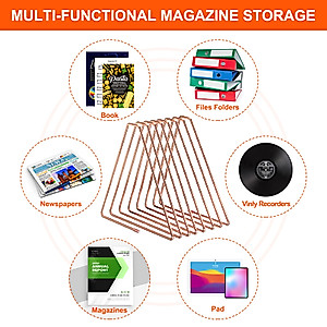 PATIKIL Triangle Desktop File Holder Rack, Metal Vinyl Record Stand Holder Office File Organizer Triangle Bookshelf Decor for Desk Office Decor Rose Gold