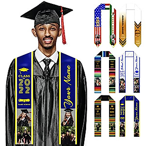 Aokizkdzsw Custom Stole Graduation Personalized 2022，Graduation Sash Class of 2022，Graduation Gifts for Valedictorian and Salutatorian (Style 5)