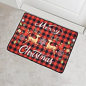 Juephe Non-Slip Christmas Rugs Christmas Mats 20 x 28.5 Inches， Holiday Rugs Winter Welcome Doormats Floor Mat for Indoor Outdoor Xmas Rug Home Garden Welcome Door mat Style 4